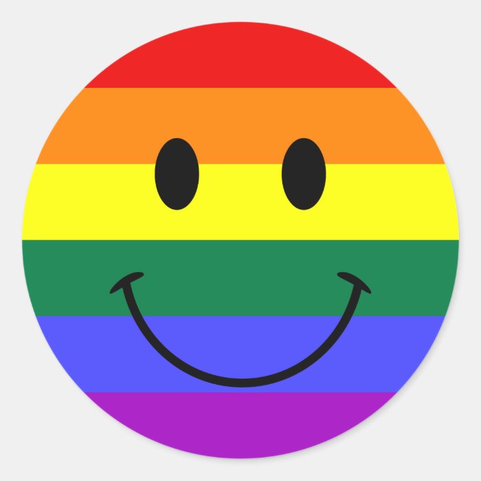 Rainbow Smiley Face Classic Round Sticker | Zazzle