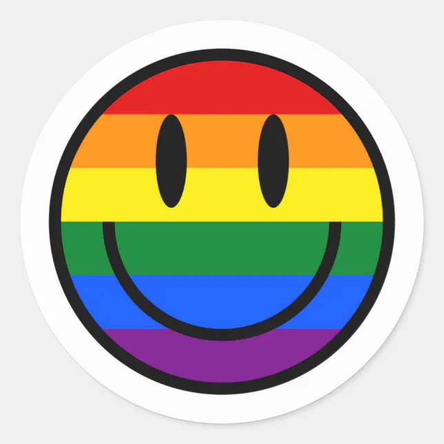 Rainbow Smiley Face Classic Round Sticker | Zazzle