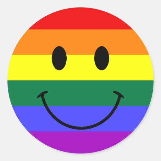 Rainbow Smiley Face Round Sticker | Zazzle