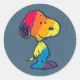 Rainbow Snoopy Classic Round Sticker | Zazzle