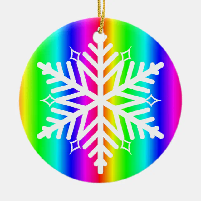 Rainbow Snowflake Christmas Lgbtq Ceramic Ornament Zazzle