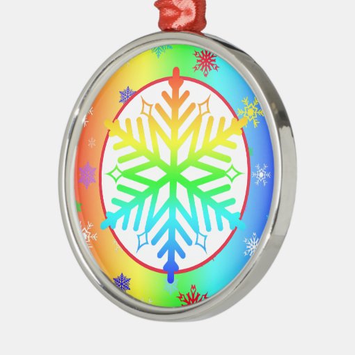 Rainbow Snowflakes Christmas Lgbtq Metal Ornament Zazzle
