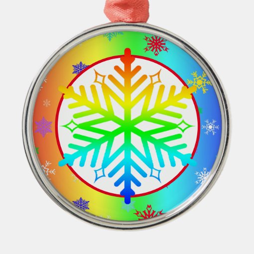 Rainbow Snowflakes Christmas Lgbtq Metal Ornament Zazzle