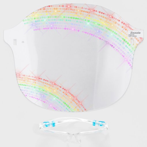 Rainbow Sparkle Girly Add Your Own Name Face Shield | Zazzle