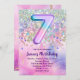 Rainbow Sparkle Glitter 7th Birthday Party Invitation | Zazzle