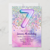 Rainbow Sparkle Glitter 7th Birthday Party Invitation | Zazzle