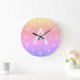 Rainbow Sparkle Glitter Monogram Name Large Clock | Zazzle