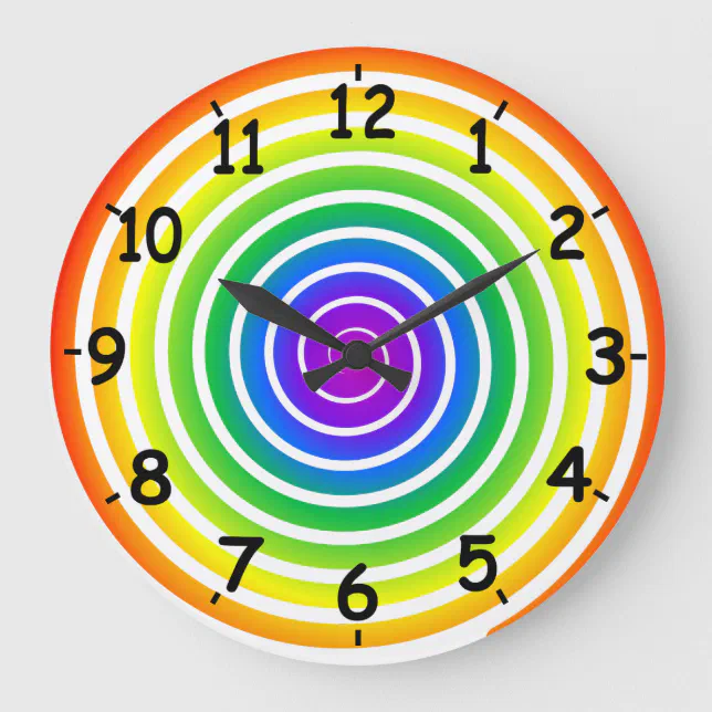 Rainbow Spiral Large Clock | Zazzle