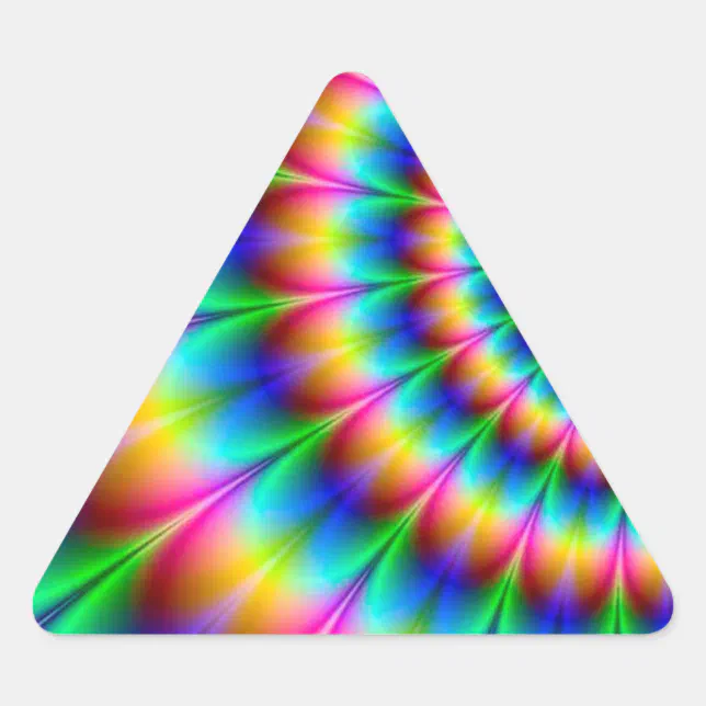 Rainbow Spiral Optical Illusion Triangle Sticker | Zazzle