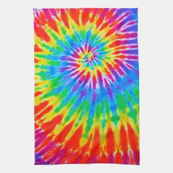 Rainbow Spiral Tie Dye Kitchen Towel | Zazzle