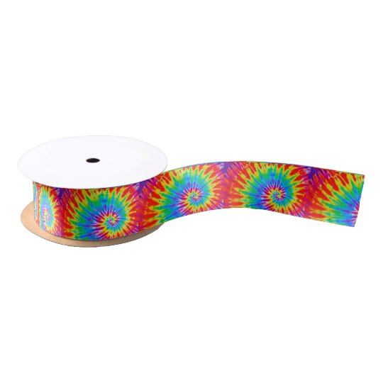 Rainbow Spiral Tie Dye Satin Ribbon | Zazzle.com