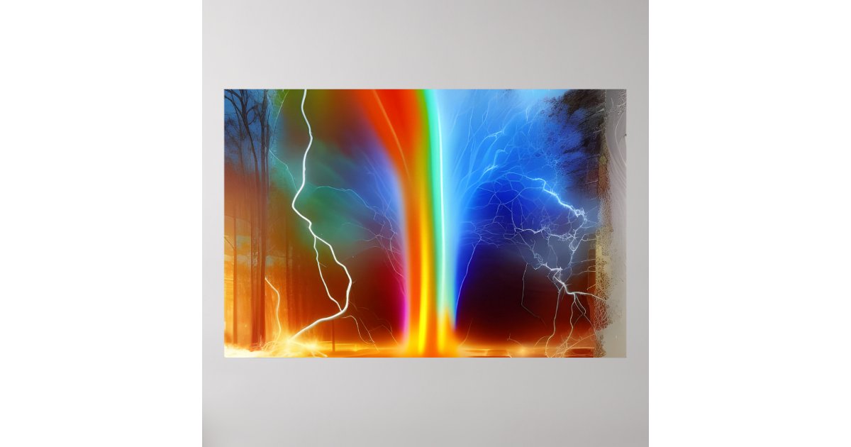 Rainbow Split Lightning Poster | Zazzle
