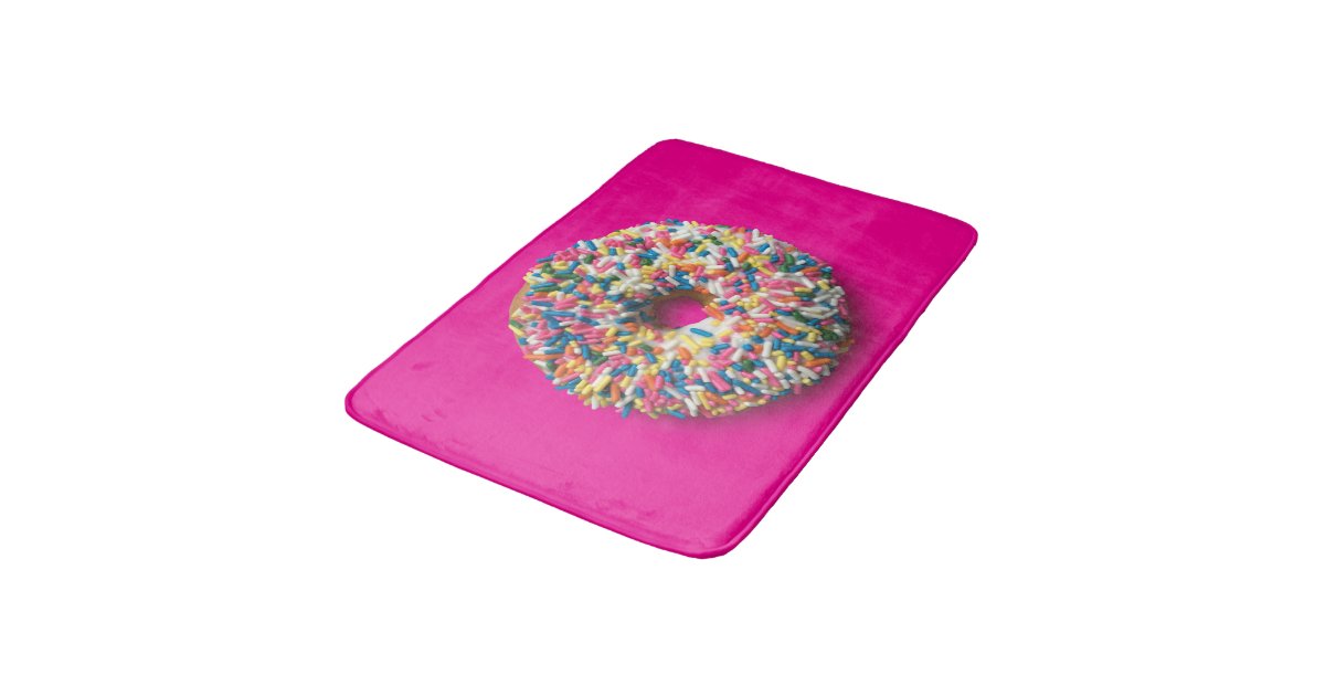 Rainbow Sprinkle Donut bath mat | Zazzle
