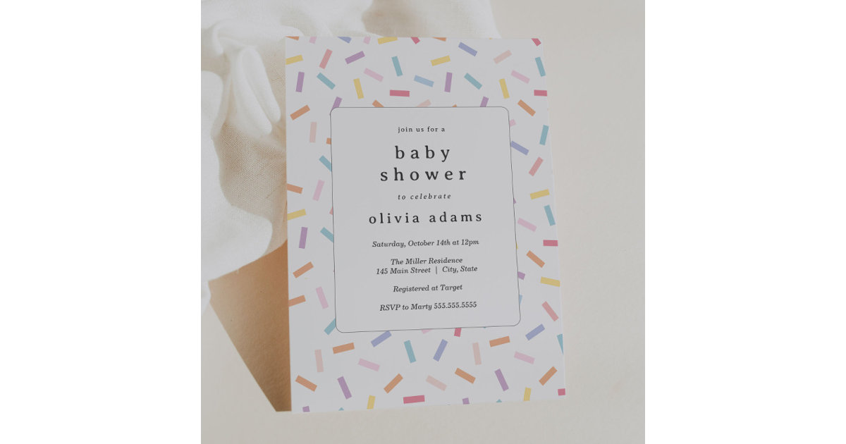 Rainbow Sprinkles Baby Shower Invitation | Zazzle