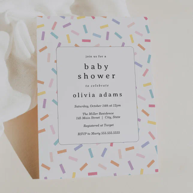 Rainbow Sprinkles Baby Shower Invitation | Zazzle