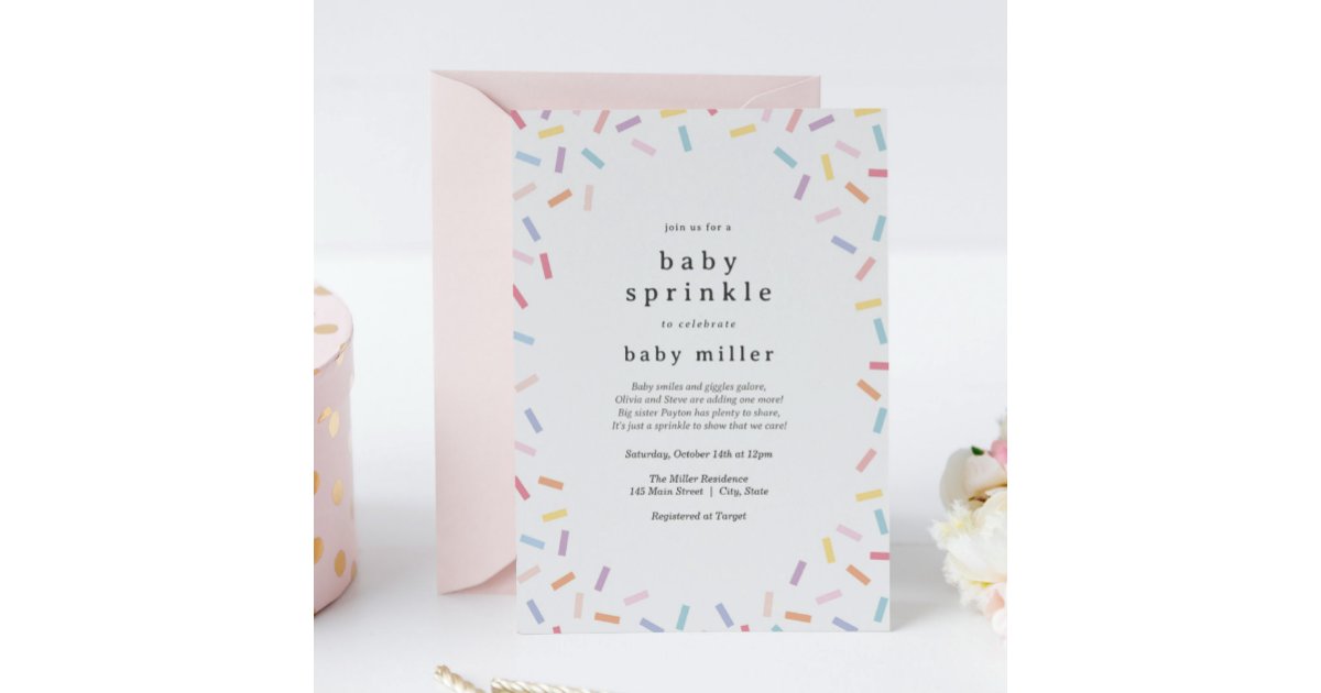 Rainbow Sprinkles Baby Sprinkle Invitation | Zazzle