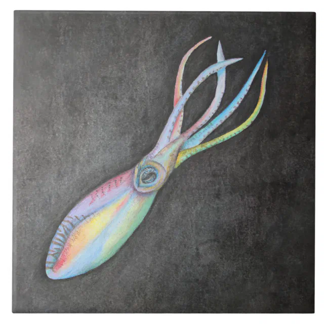 Rainbow Squid Ceramic Tile | Zazzle