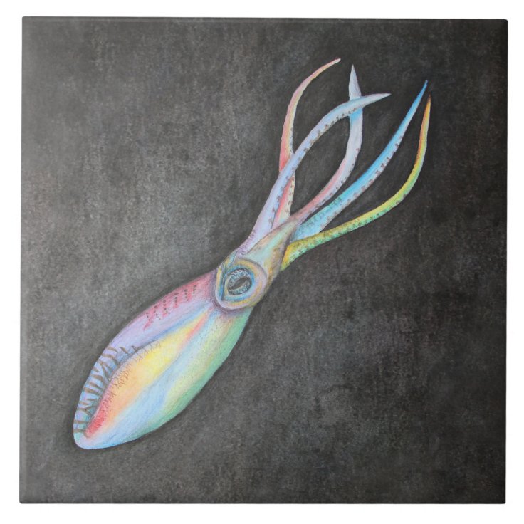 Rainbow Squid Ceramic Tile | Zazzle