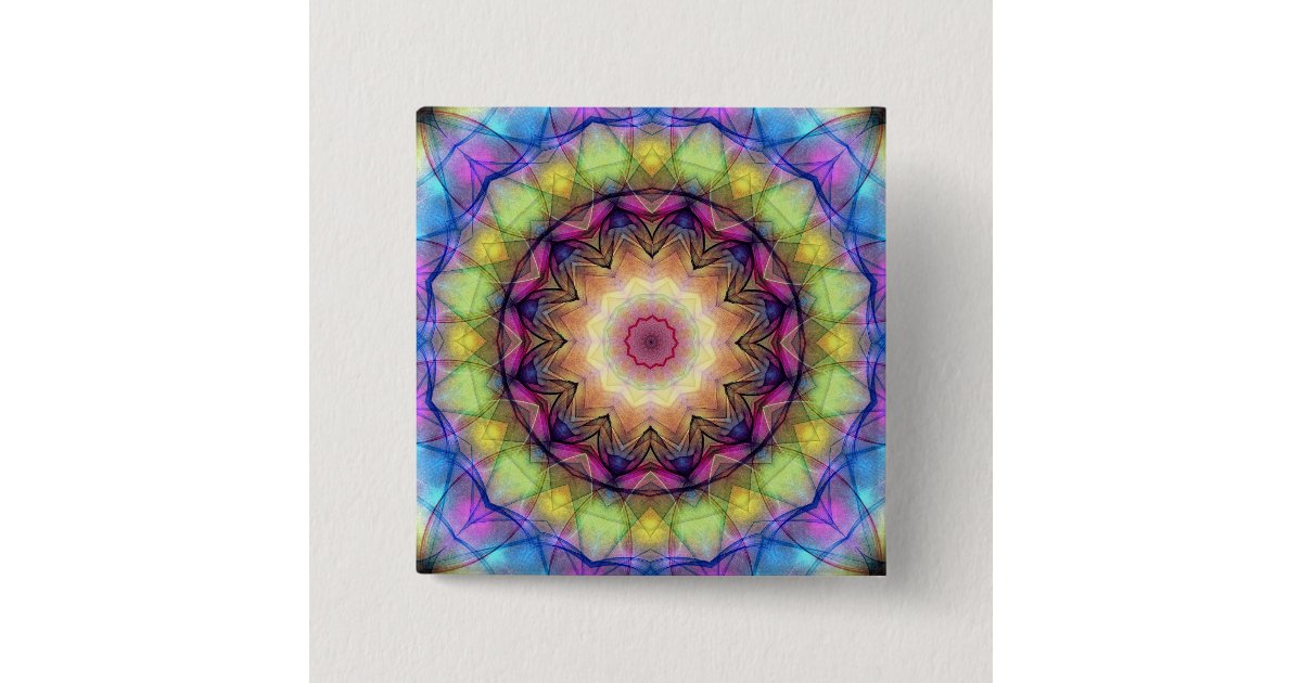 Rainbow stained Glass Button | Zazzle