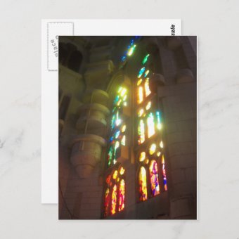 Rainbow Stained Glass Windows Postcard | Zazzle