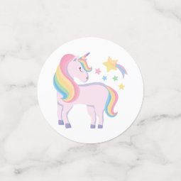 Rainbow Stars & Magical Unicorn Happy Birthday Confetti | Zazzle