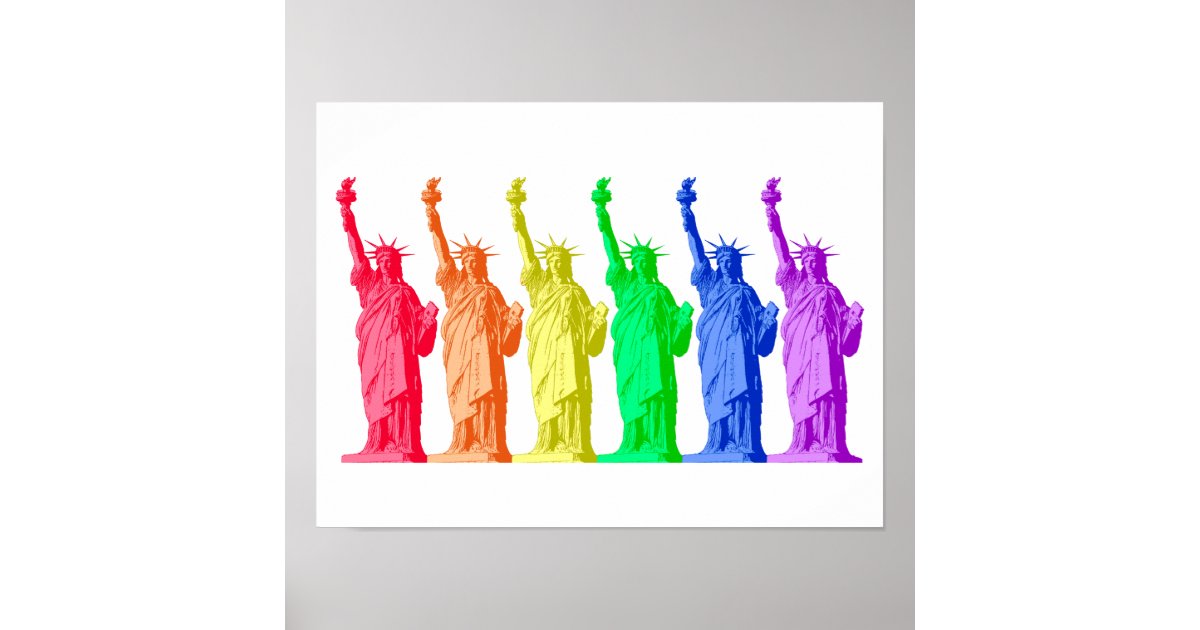 Rainbow Statues of Liberty Poster | Zazzle