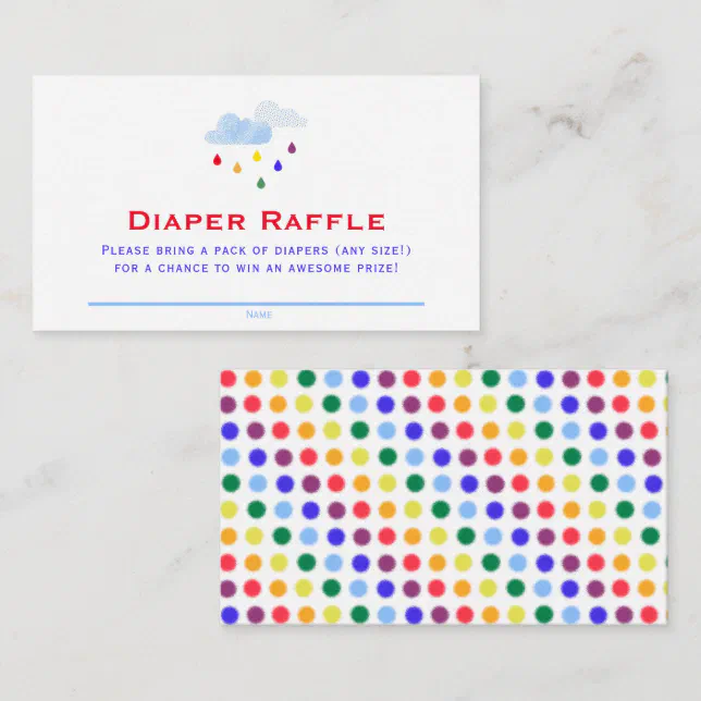 Rainbow Storm Clouds Baby Shower Diaper Raffle Enclosure Card | Zazzle