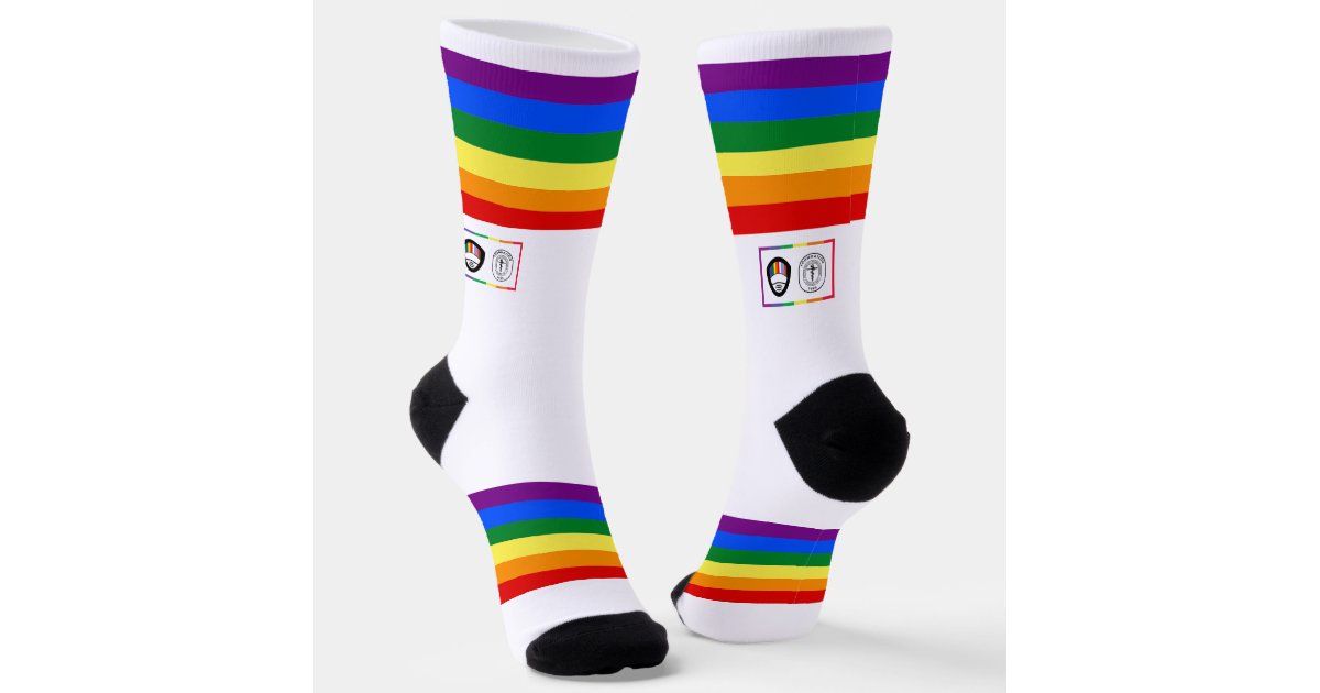Rainbow Stripe AOSA AWSF Pride Crew Socks | Zazzle