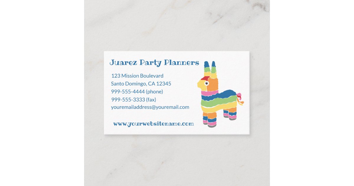 Rainbow Striped Pinata Party Planners Business Card | Zazzle