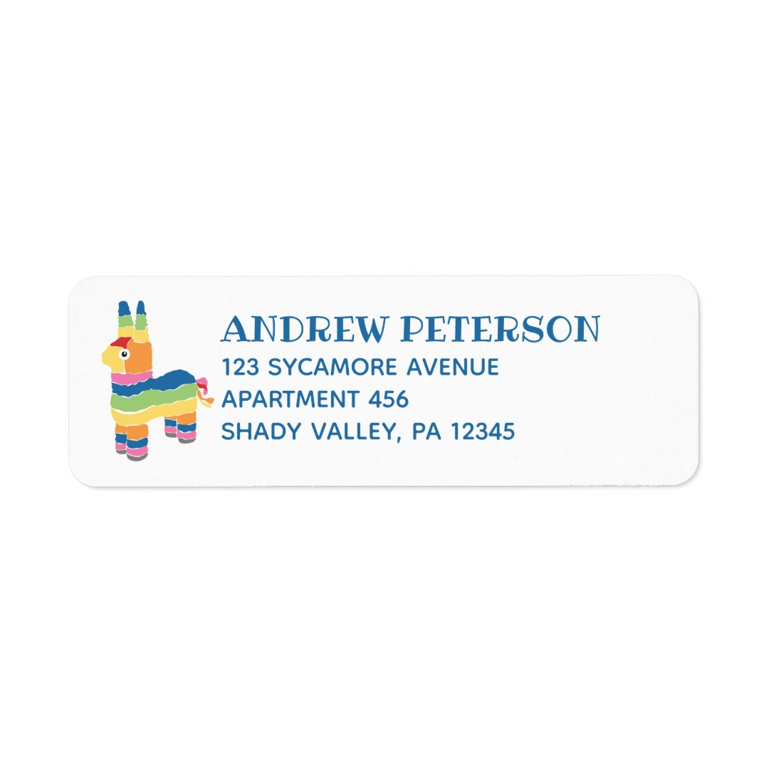 Rainbow Striped Pinata Return Address Labels | Zazzle