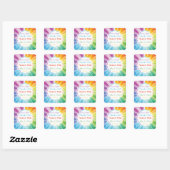Rainbow Striped Sunburst Candy Buffet Sticker | Zazzle