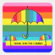 Rainbow Striped Umbrellas Square Sticker | Zazzle