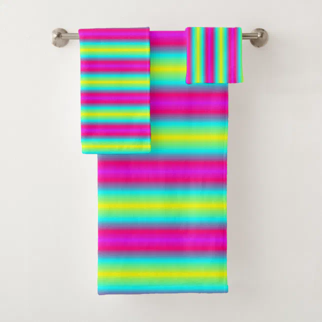 Rainbow Stripes Bath Towel Set | Zazzle
