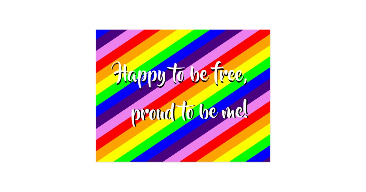 Rainbow Stripes Colorful Pride Happy Proud Quote Postcard | Zazzle.com