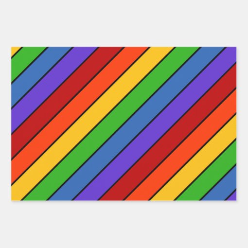 Rainbow Stripes Diagonal Lines Wrapping Paper Sheets | Zazzle