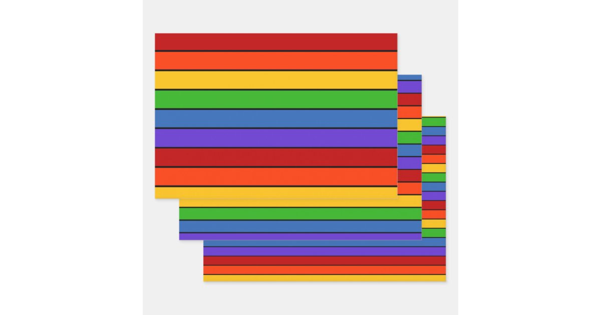 Rainbow Stripes Lines Wrapping Paper Sheets | Zazzle