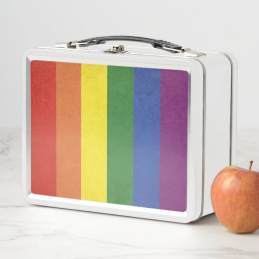 Rainbow stripes metal lunch box | Zazzle