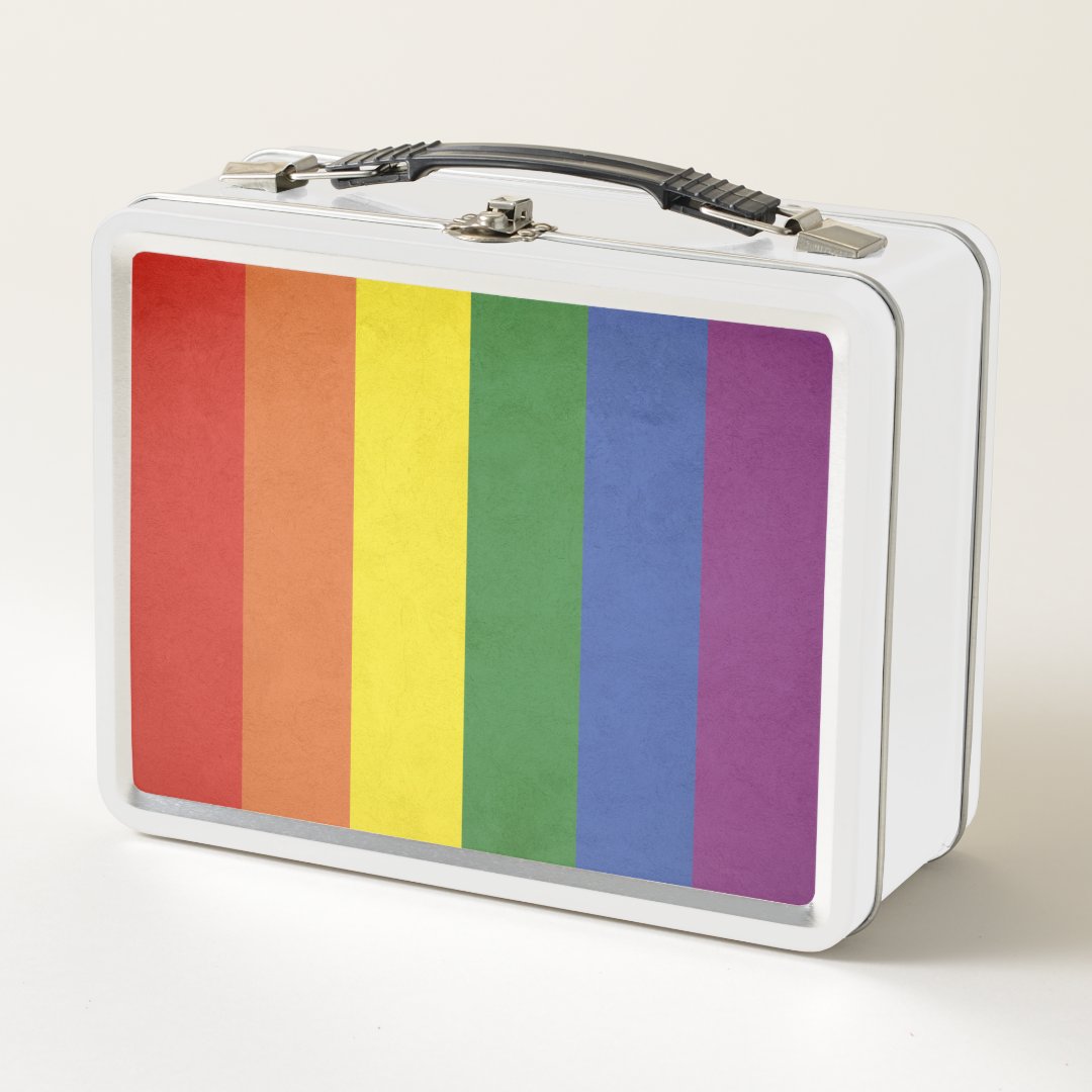 Rainbow stripes metal lunch box | Zazzle