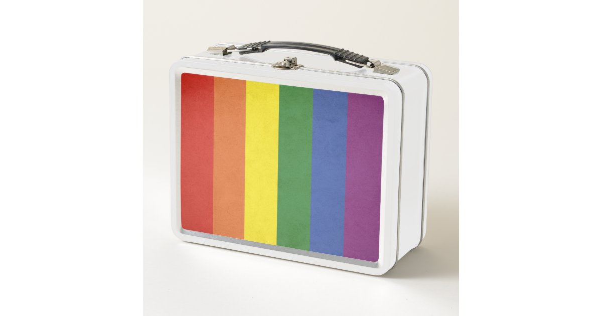 Rainbow stripes metal lunch box | Zazzle