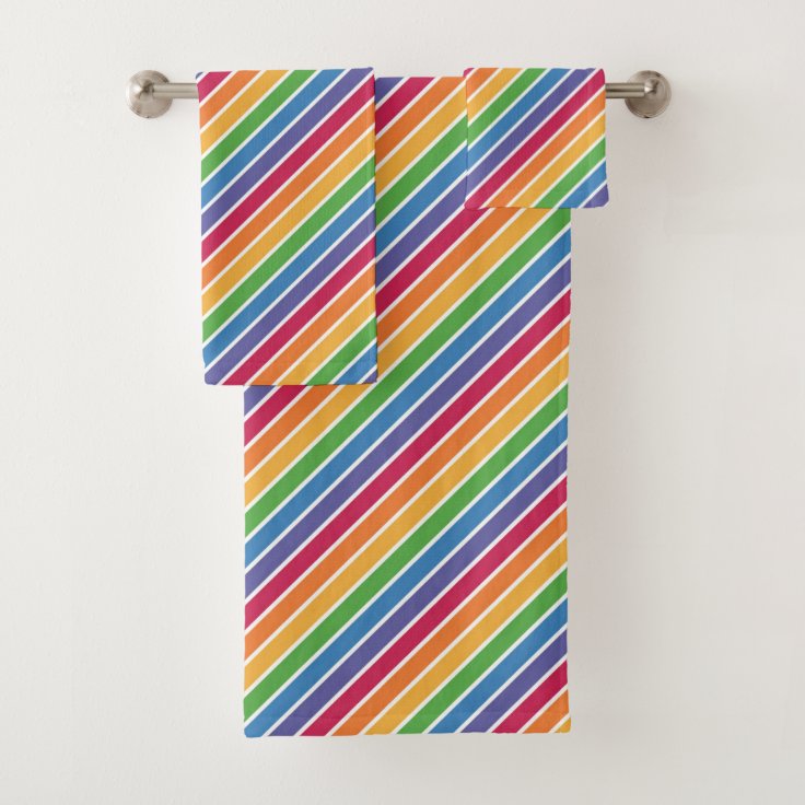 Rainbow Stripes Pattern Bath Towel Set | Zazzle