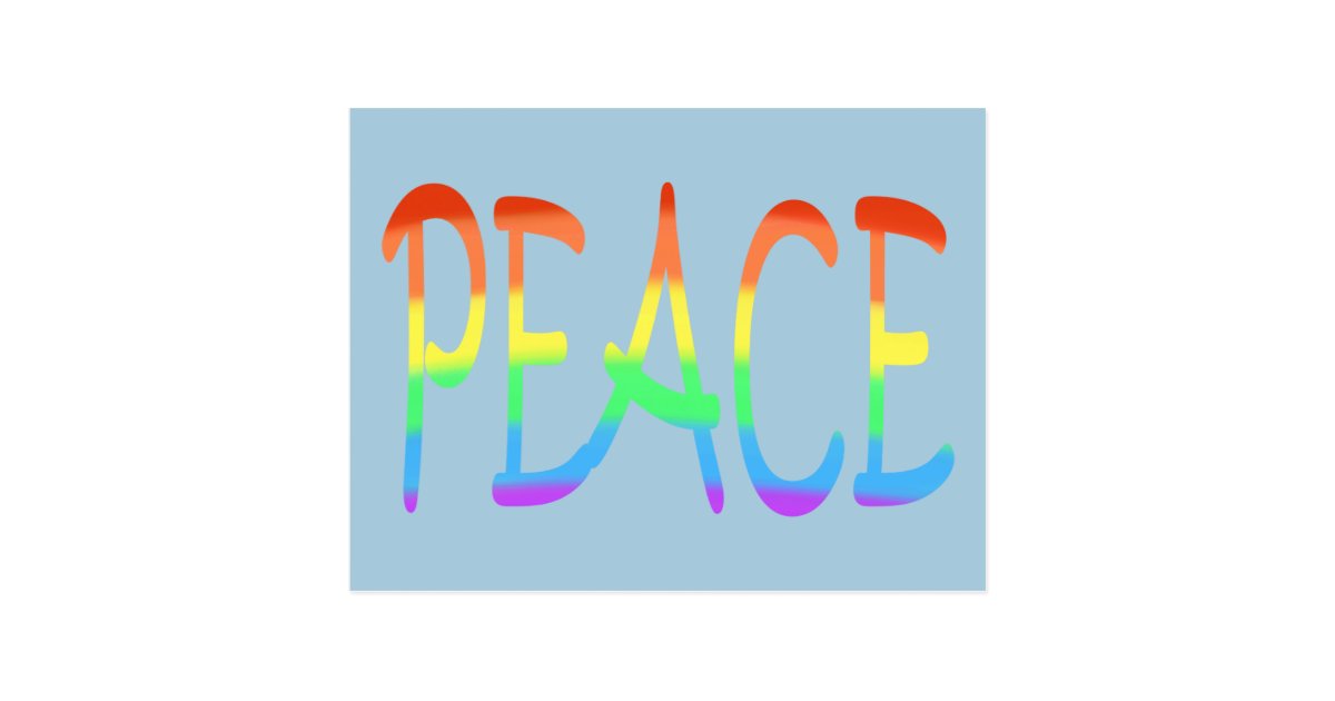 Rainbow Stripes Peace Word Colors Postcards | Zazzle.com