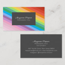 Rainbow Stripes Personalize Add Name Abstract Business Card | Zazzle