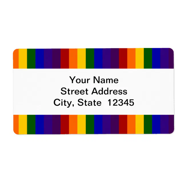 Rainbow Stripes shipping label | Zazzle
