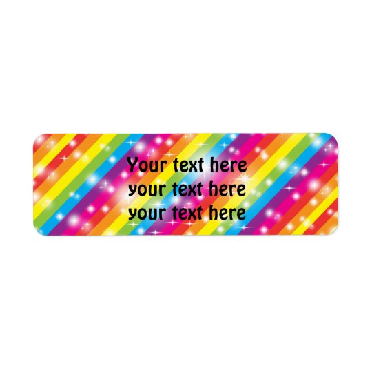 Rainbow Stripes Sparkle Glitter Address Labels | Zazzle.com