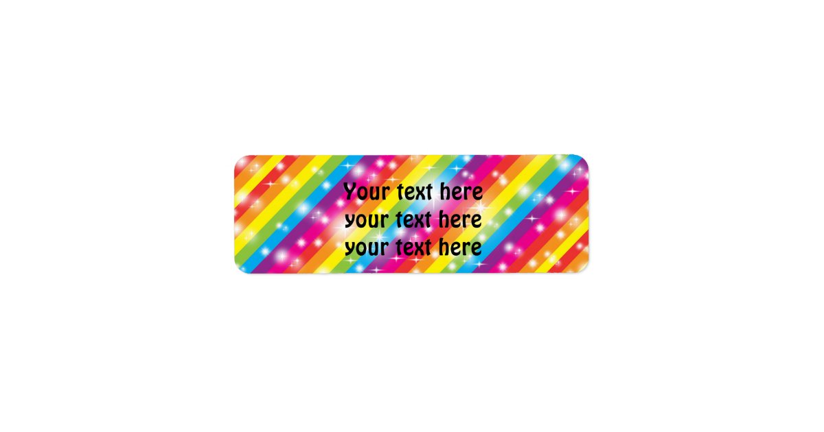 Rainbow Stripes Sparkle Glitter Address Labels | Zazzle