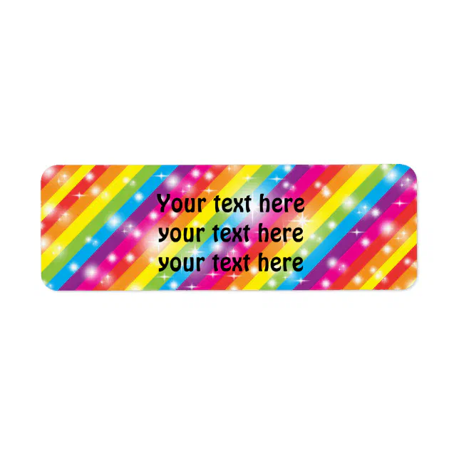 Rainbow Stripes Sparkle Glitter Address Labels | Zazzle