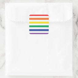 Rainbow Stripes Square Sticker | Zazzle