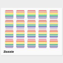 Rainbow Stripes Square Sticker | Zazzle