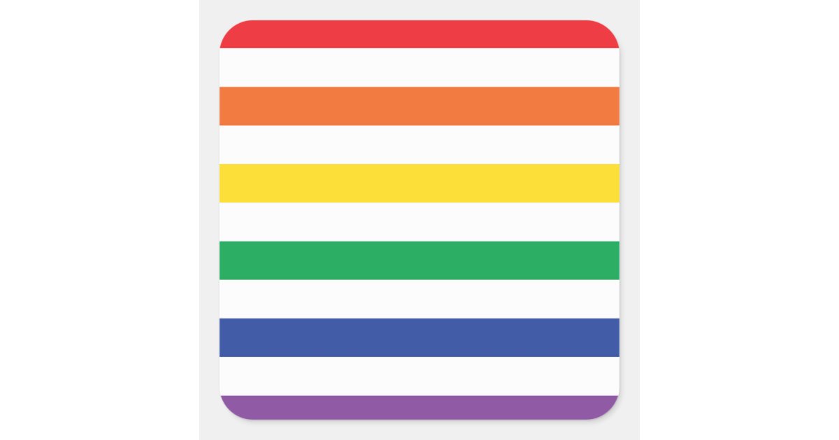 Rainbow Stripes Square Sticker | Zazzle