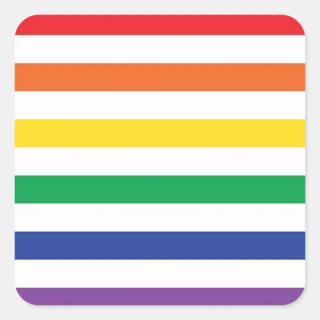 Rainbow Stripes Square Sticker | Zazzle